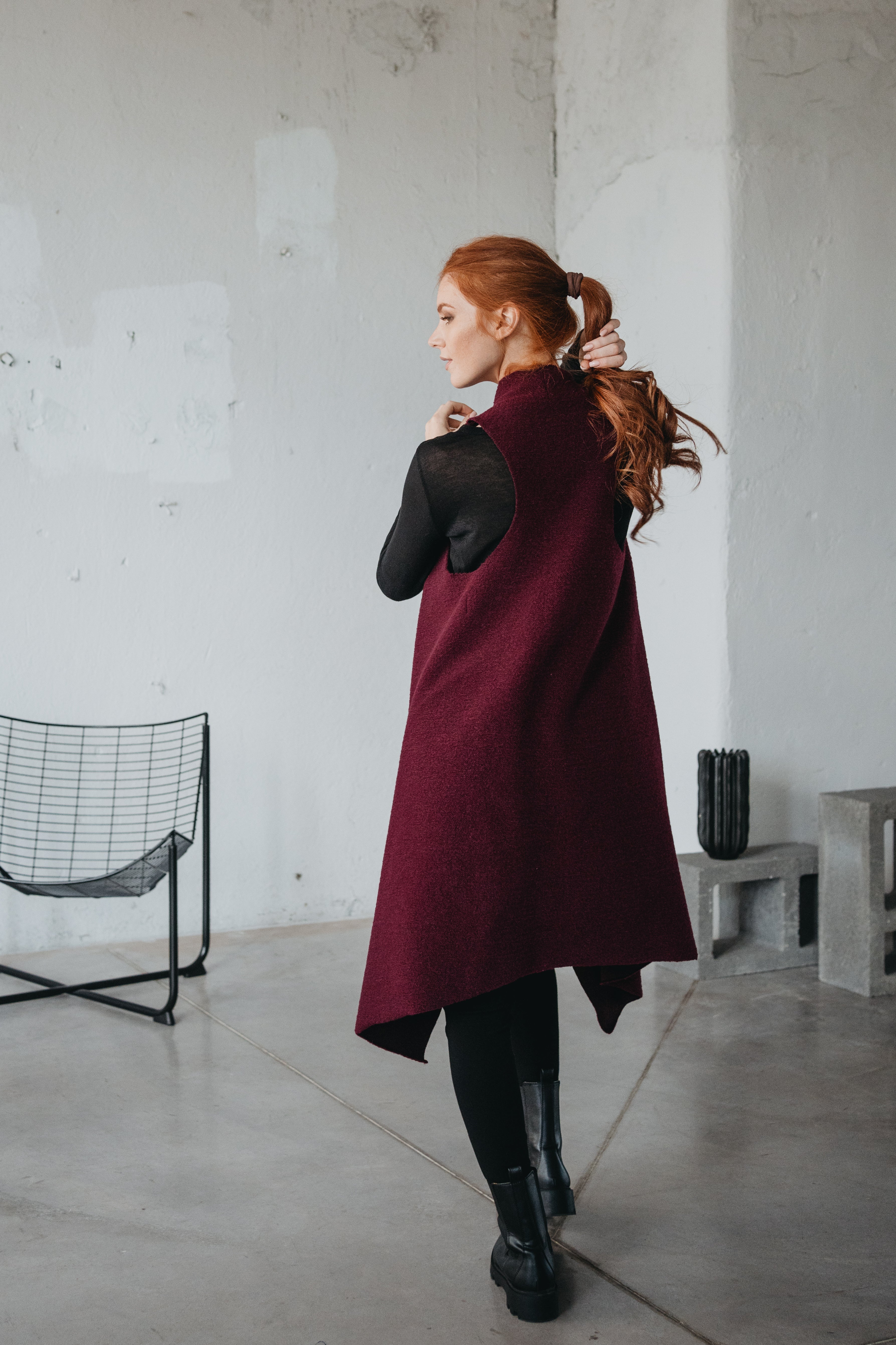Draped Wool Vest - Modern Asymmetric Design for Stylish Layers ...
