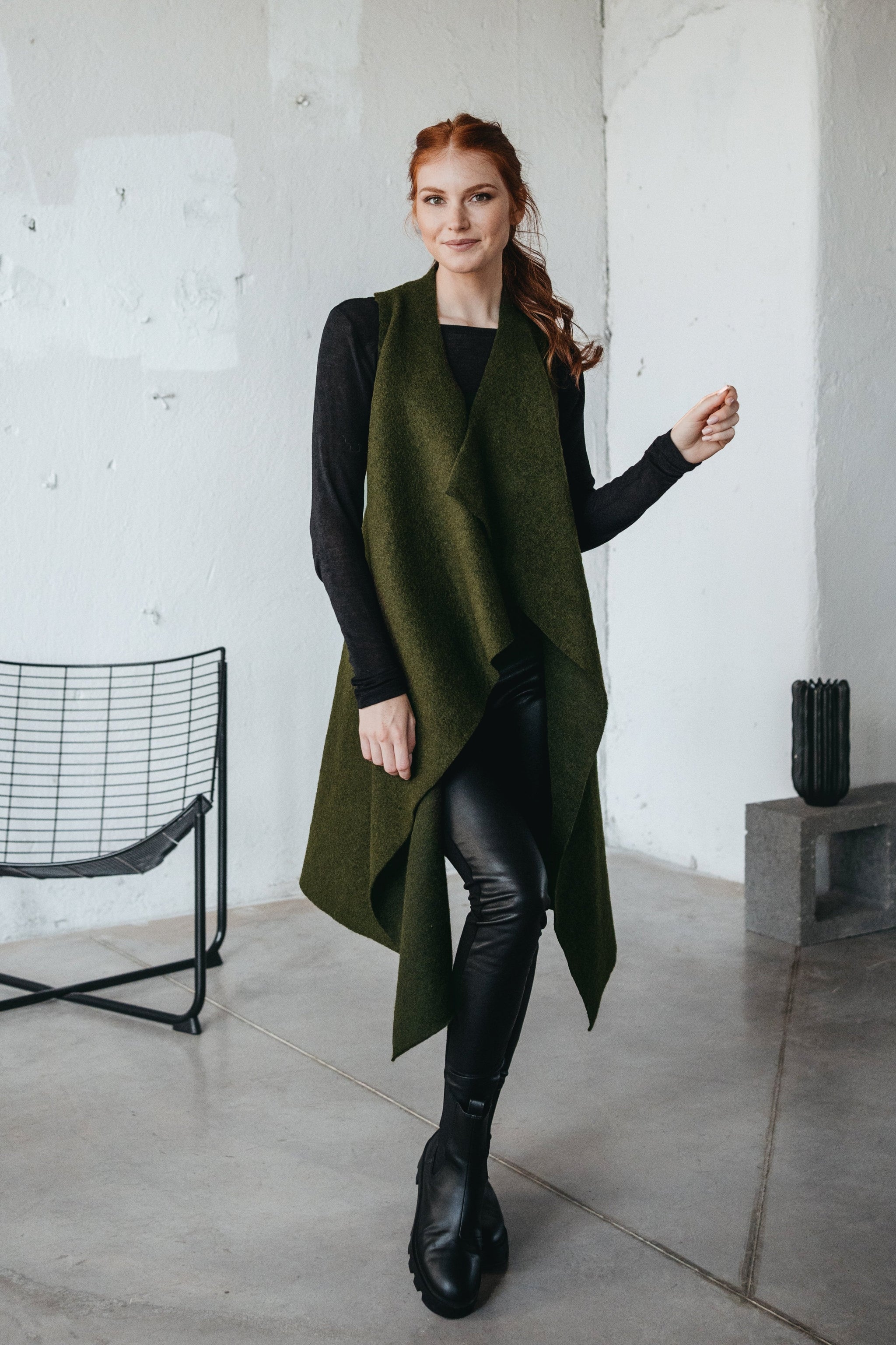 Draped Wool Vest - Modern Asymmetric Design for Stylish Layers ...