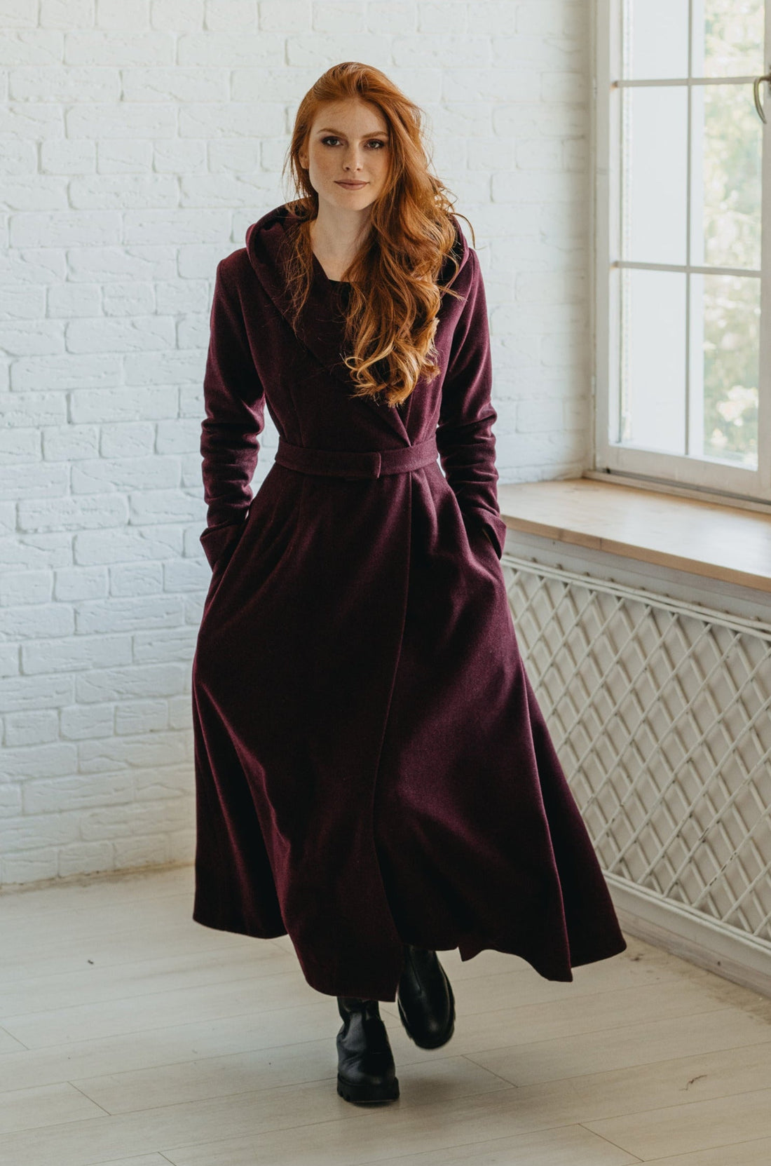 Merino Wool Flared Coat - Elegant & Cozy Long Coat for Women ...
