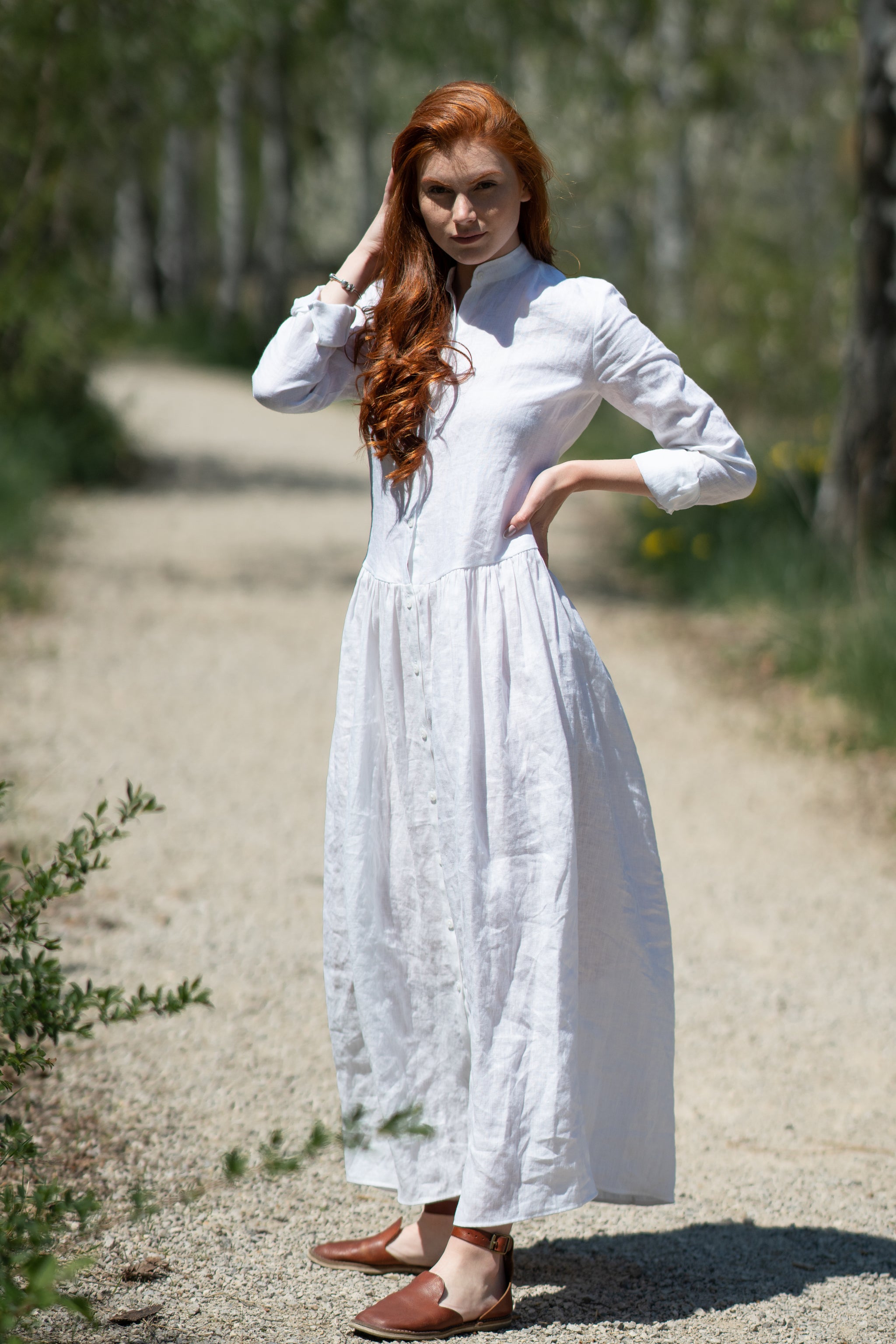 Button Down Linen Dress - Stylish Casual Linen Shirt Dress – VisibleArtShop